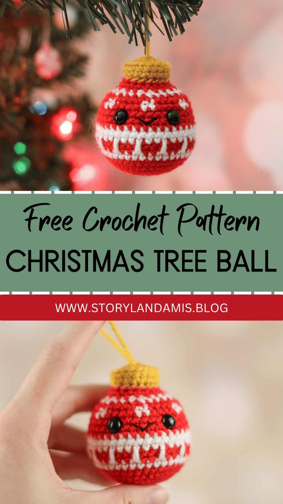 Crocheted Christmas Ball Ornament- Free Amigurumi Pattern - Storyland Amis